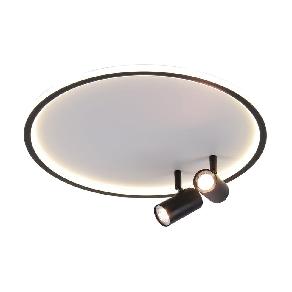 Ceiling LED Ring Light with Double Spotlights Black | elevenpast