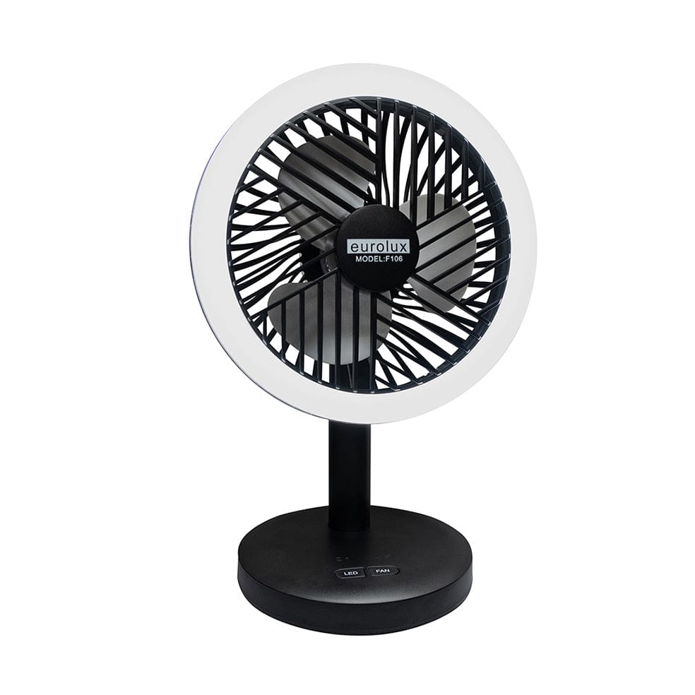 Mini Rechargeable LED Fan Black | elevenpast