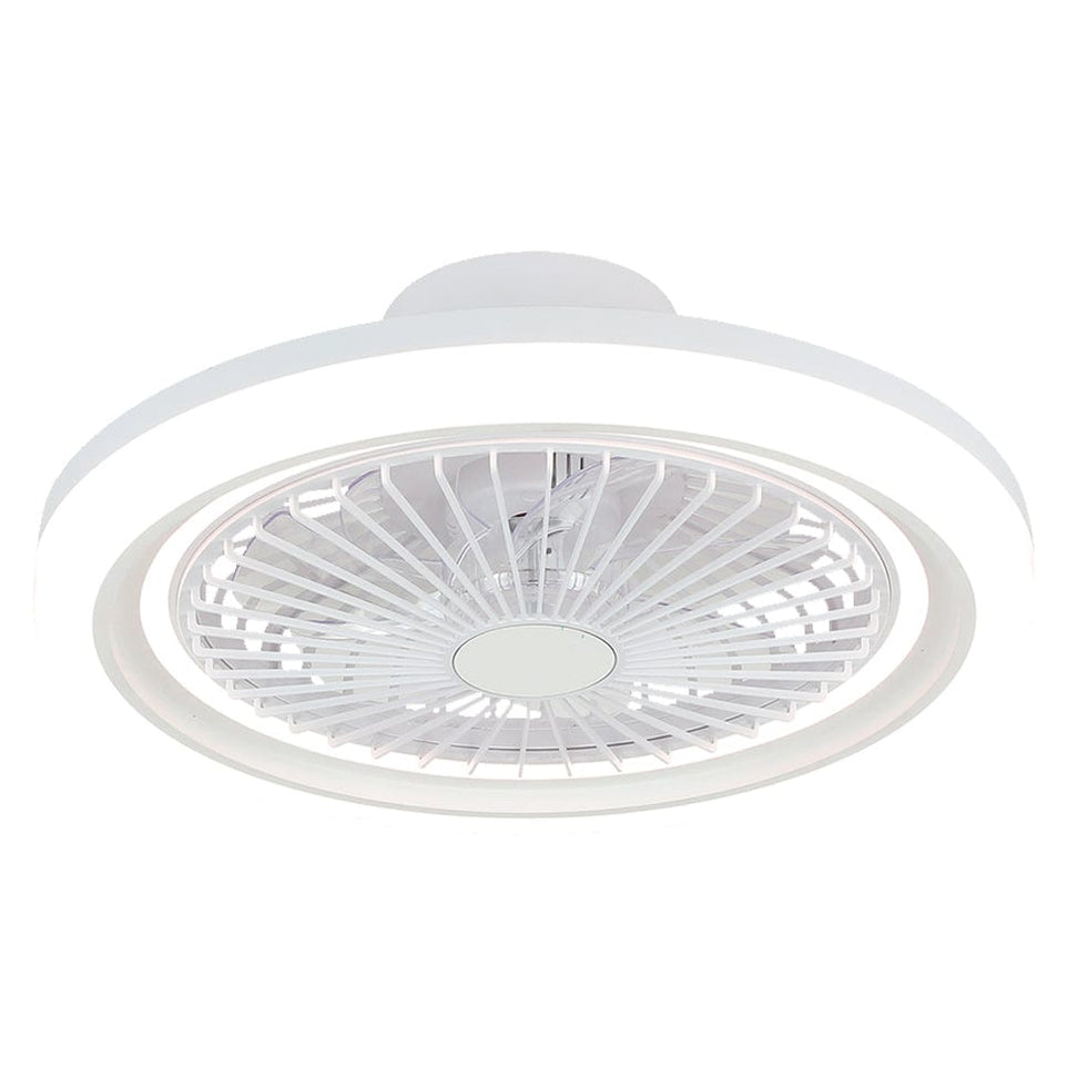 Grid Ceiling Fan Grid with Dimmable LED Light White | elevenpast