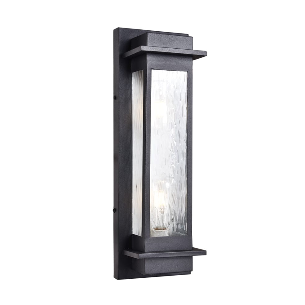 Roscoe Metal and Glass Outdoor Wall Light Black– elevenpast