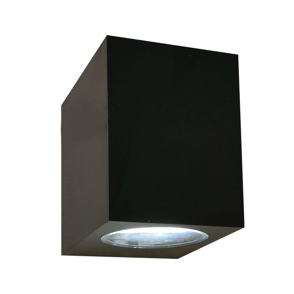 Coastal Polycarbonate Outdoor Down Wall Light Black Square | elevenpast