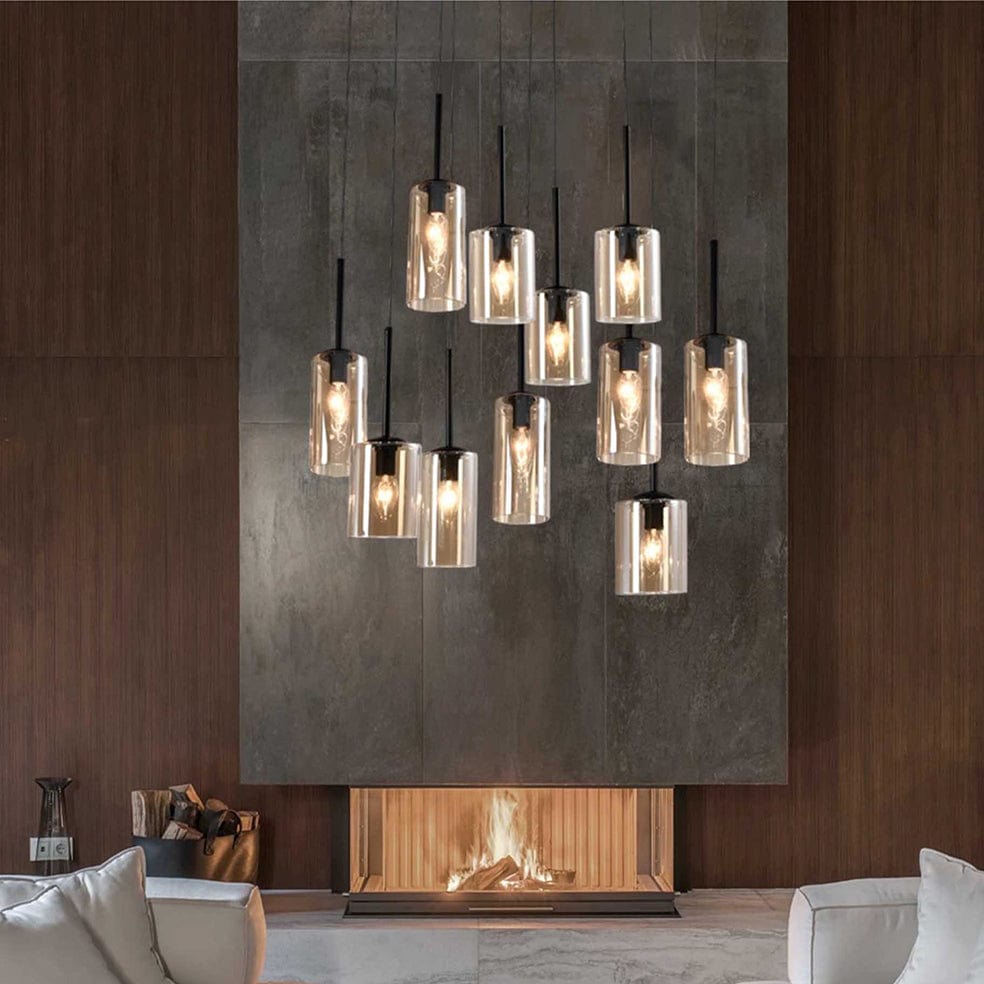Alison 11 Light Chandelier Black and Amber Glass | elevenpast