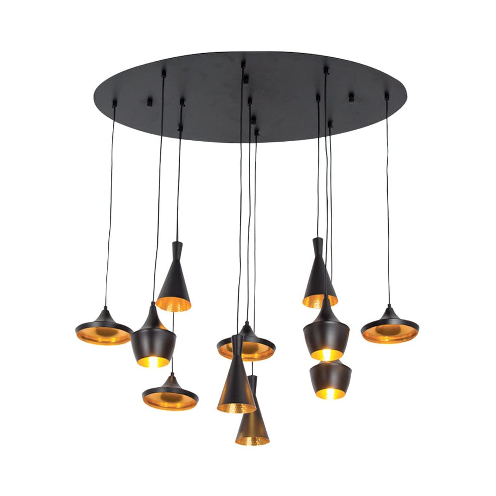 Solara 11 Light Cluster Chandelier Black and Gold Metal | elevenpast