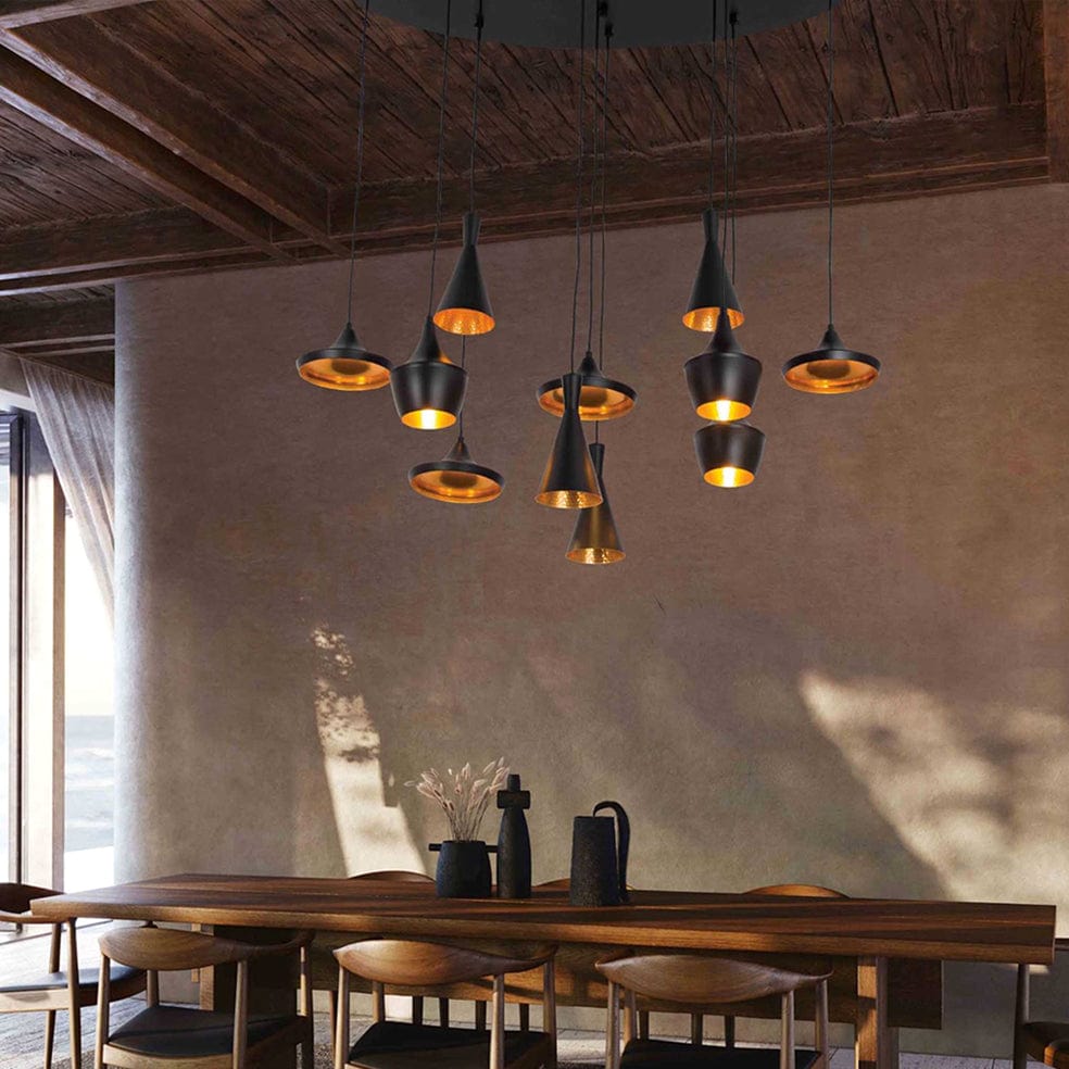 Solara 11 Light Cluster Chandelier Black and Gold Metal | elevenpast