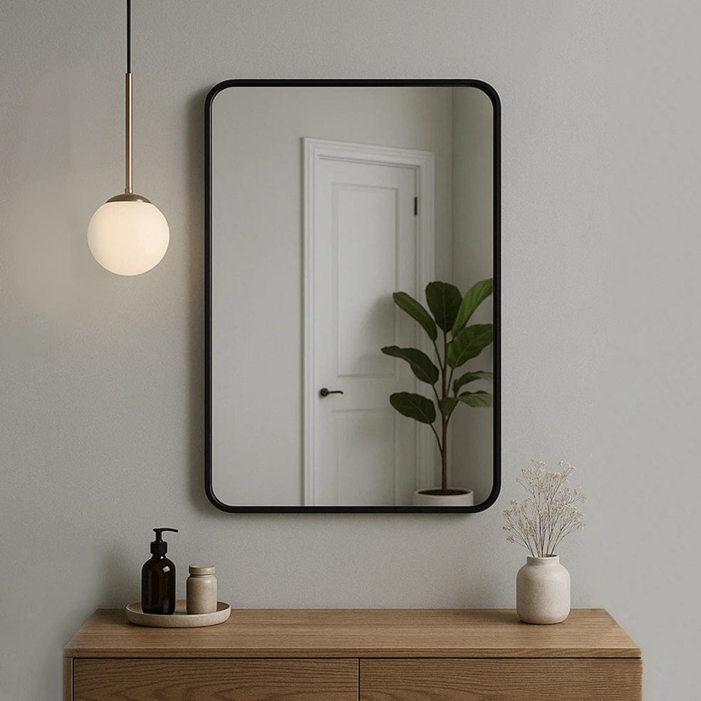 Fable Slanted Frame Mirror – 60x80cm | Matt Black | elevenpast