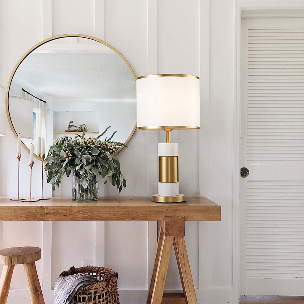 Hamptons Metal Table Lamp Gold and White | elevenpast