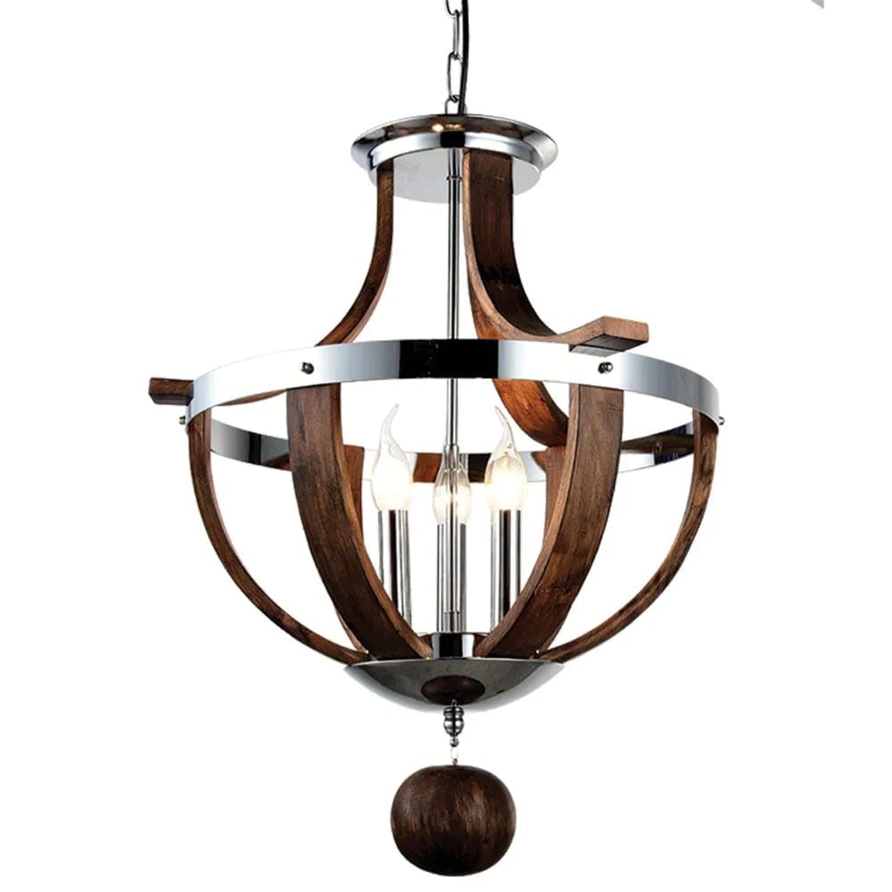 Valhala Chandelier 3 Light Wood and Chrome | elevenpast