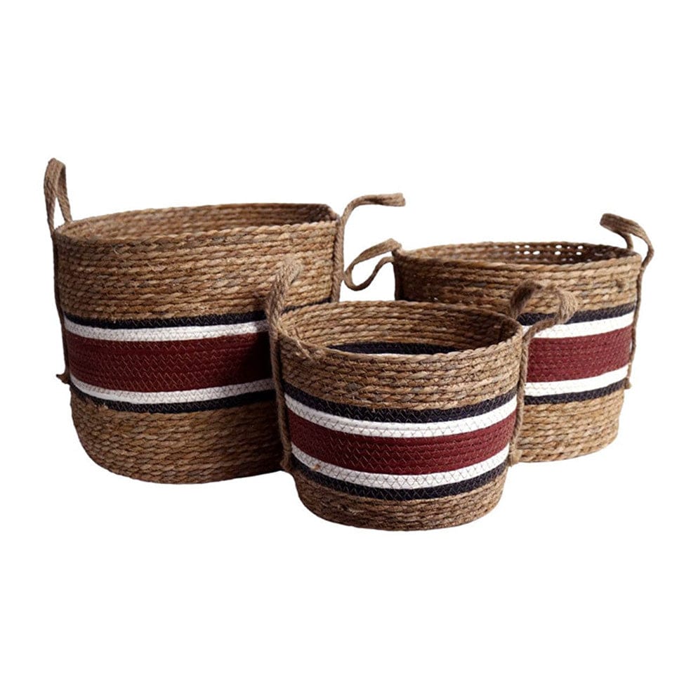 Ben Baskets Set Of 3 Crimson with Handle | elevenpast